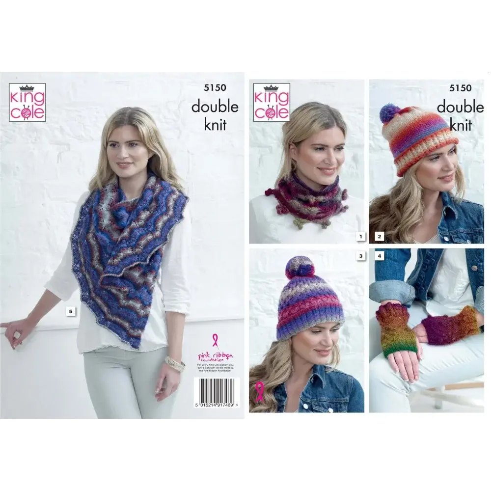 King Cole 5150 Knitting Pattern - Cowl Hats, Hand Warmers, Shawl ...