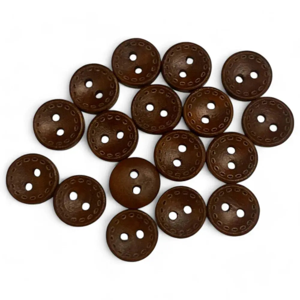 11.5mm Brown Wooden Buttons, 2 Hole, Stitch Mark Pattern - – KnitForLess